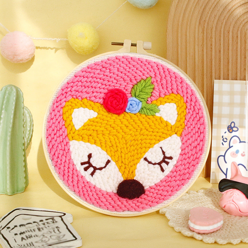 Cute Fox Avatar Punch Needle Embroidery Kits – Hobbyart.uk