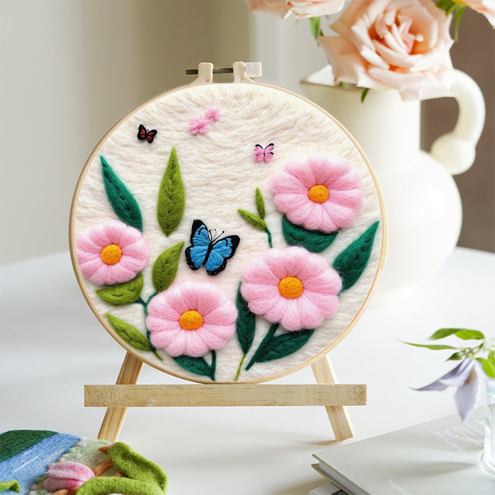 Pink Flowers Wool Needle Felting Painting Kit – Hobbyart.uk