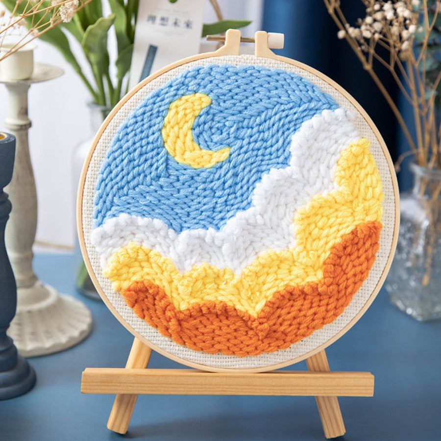 Milk Tea Van Gogh Rabbit Punch Needle Embroidery Kits – Hobbyart.uk