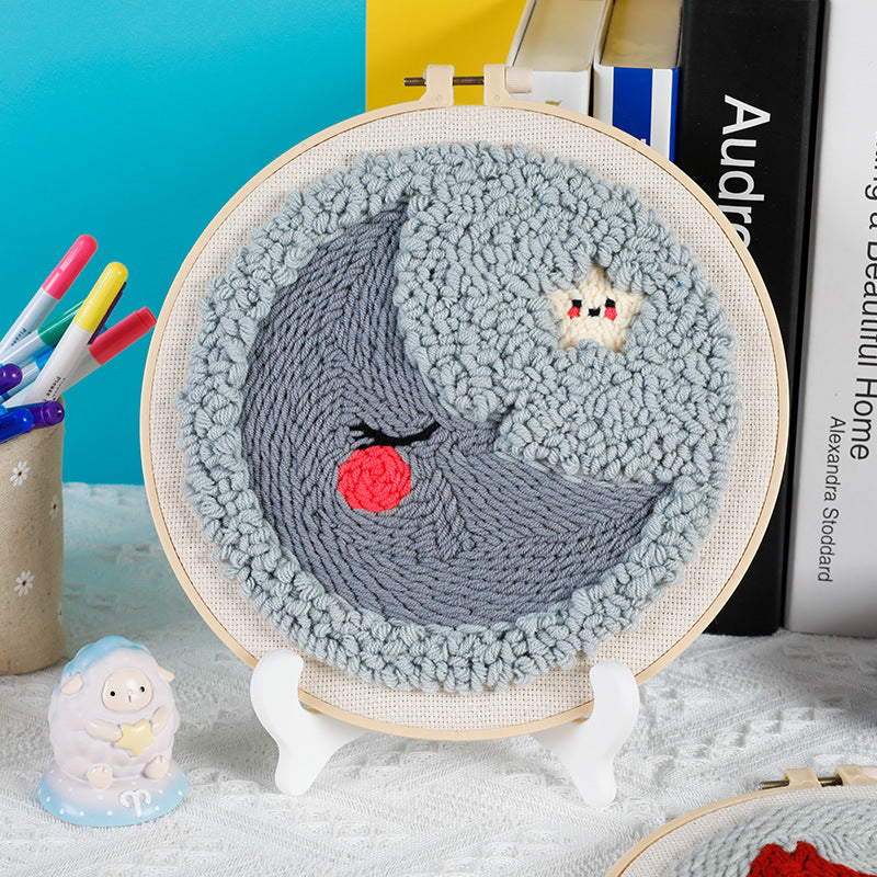 Gray Moon and Star Punch Needle Embroidery Kits CCX588 – Hobbyart.uk